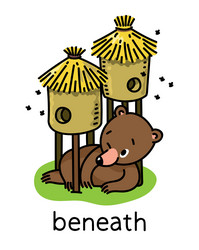 Preposition of place bear at the beehive Vector Image