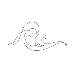 Sea waves one line drawing art abstract wave Vector Image