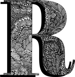 Abstract hand drawn letter r Royalty Free Vector Image