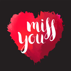 Miss you card with floral heart Royalty Free Vector Image