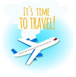 Its time to travel baggage cloud background Vector Image