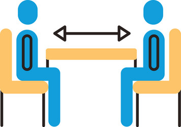 Humans distance social in dinner table silhouette Vector Image