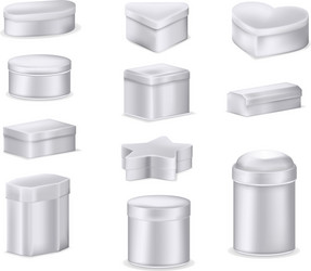 Set of metal boxes box mocap packaging Royalty Free Vector