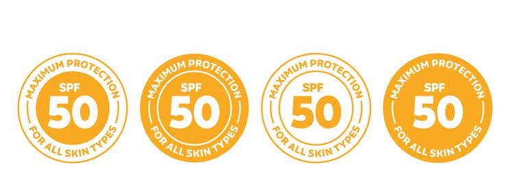 Uv spf 50 protect icon set sun screen protection Vector Image