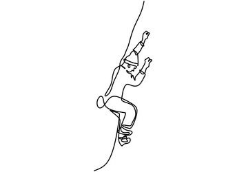 Continuous one line drawing of man doing climbing Vector Image