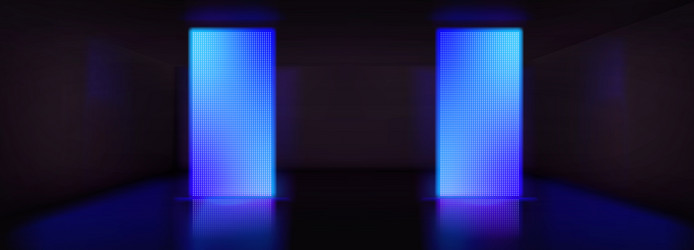 Realistic three led screens on stage Royalty Free Vector