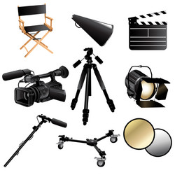 Movie realistic cinema objects camera camcorder Vector Image
