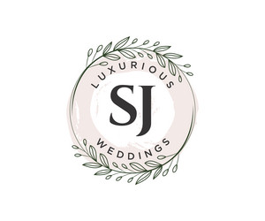 Sj initials letter wedding monogram logos Vector Image