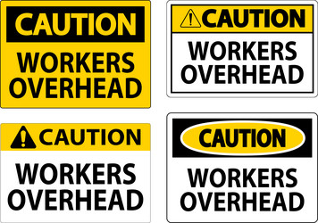 Caution falling debris sign workers overhead Vector Image