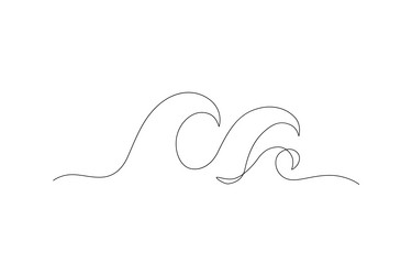 Sea waves one line drawing art abstract wave Vector Image