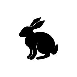 Easter bunny black silhouette hand drawn rabbit Vector Image