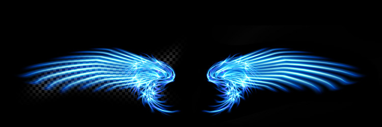 Neon glowing abstract blue angel wings isolated Vector Image