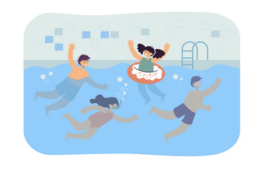Cartoon children swimming in pool Royalty Free Vector Image