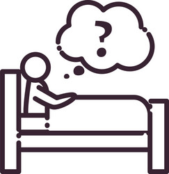 Sleeping man on bed with question mark in bubble Vector Image