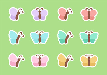 Cute butterfly stickers set pretty butterflies Vector Image
