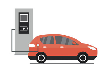 Electric car charging cartoon modern Royalty Free Vector