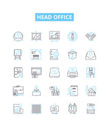 Head office line icons set headquarters Royalty Free Vector