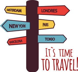 Its time to travel baggage cloud background Vector Image