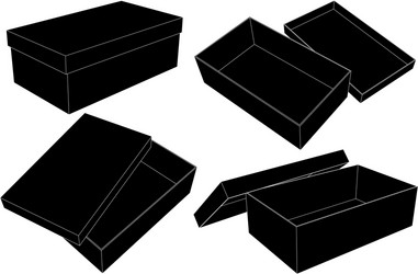 Open shoe box black outline drawing Royalty Free Vector