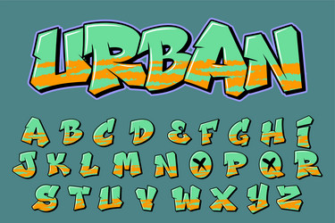 Square alphabet graffiti text letters Royalty Free Vector