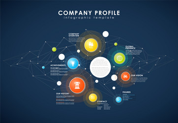 Simple dark company infographic profile overview Vector Image