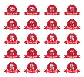 Discount price off tags set sale labels Royalty Free Vector