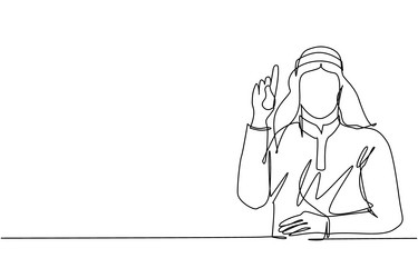 Single continuous line drawing young arab male Vector Image