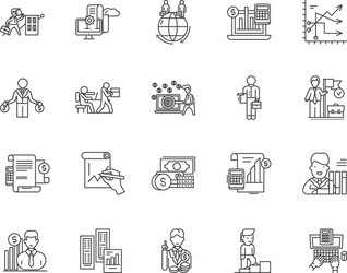 Auditor line icons signs set assessor Royalty Free Vector