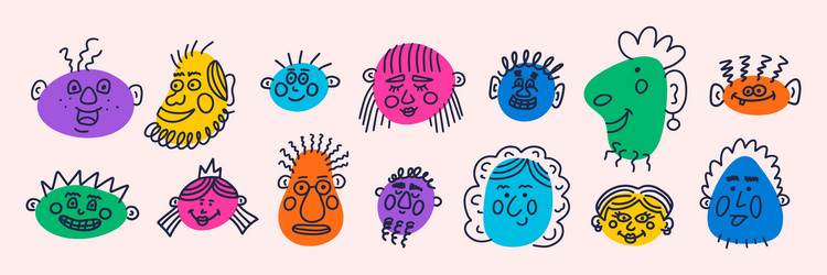 People face funny portraits modern colorful Vector Image