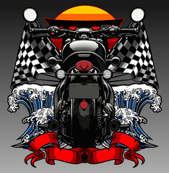 Black motorcycle rear view template Royalty Free Vector