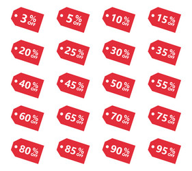 Discount price off tags set sale labels Royalty Free Vector