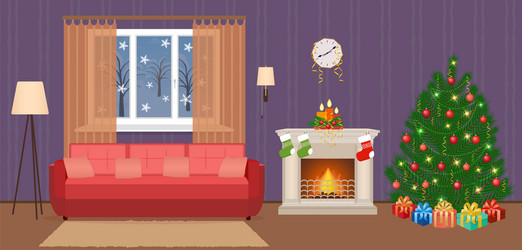 Santa claus in christmas room interior Royalty Free Vector