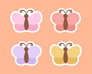 Cute butterfly stickers set pretty butterflies Vector Image