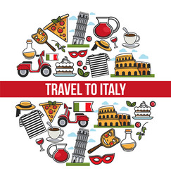 Italy sightseeing landmarks and famous travel Vector Image
