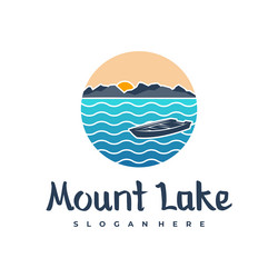 Lake logo design template mount Royalty Free Vector Image