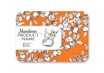 Mandarin ripe citrus template for product label Vector Image
