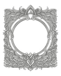 Antique frame engraving drawing style vintage Vector Image