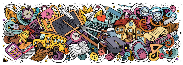 Cartoon cute doodles school banner design Vector Image