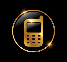 Golden phone call icon sign Royalty Free Vector Image