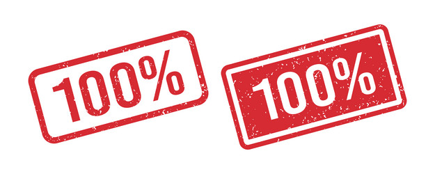 Grunge red 100 percent rubber stamp one hundred Vector Image