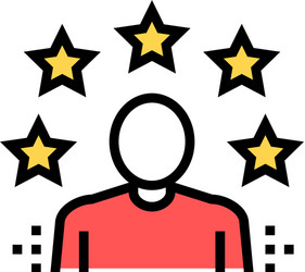 Human with stars review line icon Royalty Free Vector Image