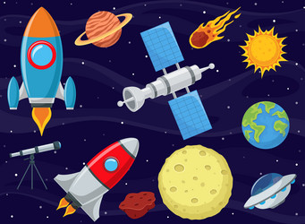 Set of outer space object cartoon Royalty Free Vector Image