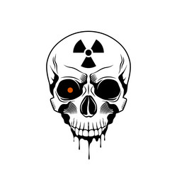 Human skull with radiation sign grunge print Vector Image