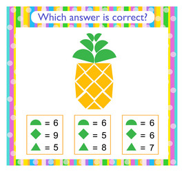 Math activity for kids find the correct answer Vector Image