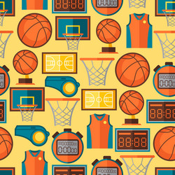 Basketball player ball trophy seamless pattern Vector Image