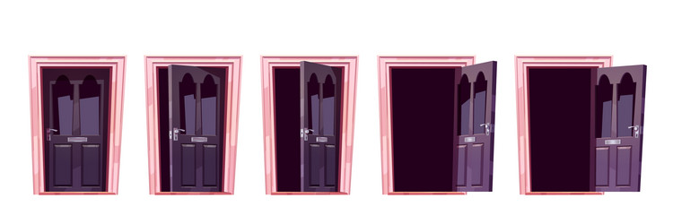 Cartoon door closing motion sequence animation Vector Image