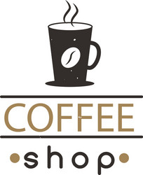 Coffee shop sign cafe symbol badge Royalty Free Vector Image