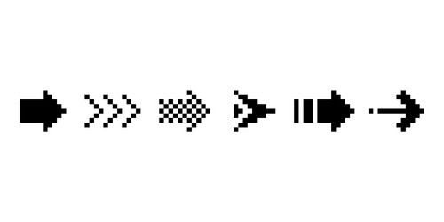 Pixel arrow set image for game assets Royalty Free Vector