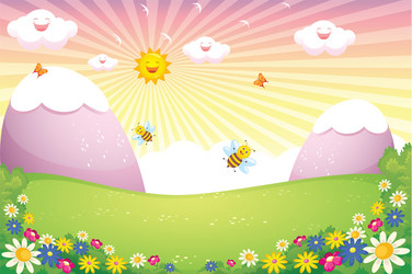 Sunny spring landscape Royalty Free Vector Image