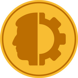 Man head profile gold coin Royalty Free Vector Image